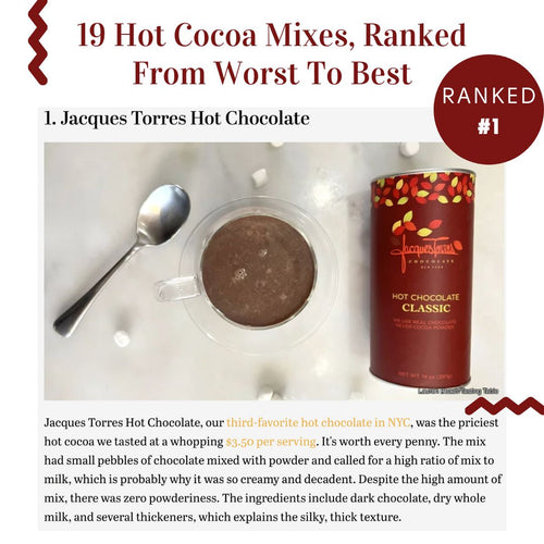 Mr. Chocolate Ranked #1 In Hot Chocolate – Jacques Torres Chocolate